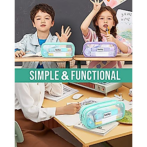 DGDFLDGC Mesh Pencil Pouch Clear Case Kawaii Accessories Bag Makeup Big Office College School Gift for adults Teen Girl Boy (DG 003)