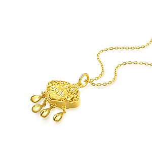 CHOW SANG SANG 999.9 24K Solid Gold Price-by-Weight Gold Ruyi Lock Pendant for Tiny Size 91005P | [Not Include the Necklace] (Approx. 0.16tael (~5.98g))
