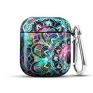 HIDAHE Airpods 2 Case, AirPods Cases Cover Cute, Airpods Skins, Airpods Accessories, Mandala Pattern IMD Case Cover Women Girls Hard Case for Airpods 1 & 2 Charging Case, IMD Mandala