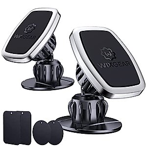 WixGear Universal Stick On Swivel Mount (2 Pack) Dashboard Magnetic Phone Holder for Car, Phone Mount for Car for Cell Phones and Mini Tablets with Fast Swift-snap (New Upgraded Mount)