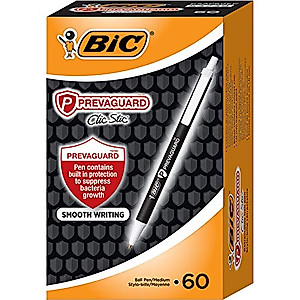 BIC PrevaGuard Clic Stic Ballpoint Pen, Black, 60-Count