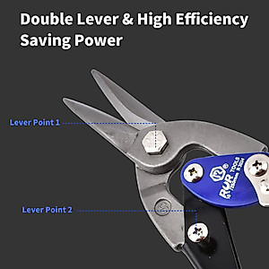 10" Tin snips for Cutting Metal Sheet - Aviation Snips Straight Cut With CR-V Blade&Non-Slip Handel,Max 1.2mm Cutting Thickness,For Cutting Metal Sheet (Metal)