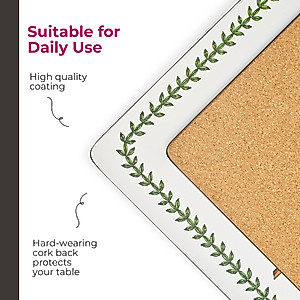 Pimpernel Botanic Garden Collection Placemats | Set of 4 | Heat Resistant Mats | Cork-Backed Board | Hard Placemat Set for Dining Table | Measures 15.7” x 11.7”