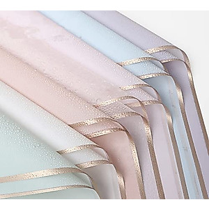 Leoyoubei 40 Counts Transparent Flower Wrapping Paper,Florist Bouquet Supplies,DIY Crafts,Gift Packaging or Gift Box Packaging,Wraps Waterproof Frosted Floral Wrapping Paper 23x23,Gold Border