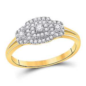 The Diamond Deal 10kt Yellow Gold Womens Round Diamond Solitaire Bridal Wedding Engagement Ring 1/4 Cttw