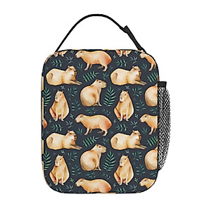 Yilad Capybaras Leaf Lunch Box Insulated Thermal Reusable Lunch Bag Cooler Totes For Men Work Office Picnic Hiking