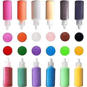 12 PCS Art Sand,1.25oz Bottles DIY Arts and Crafts Kit,Scenic Sand for Kids' Arts & Crafts,Terrarium Sand Play DIY Drawing Sandbox Wedding Sand for Decorations and Crafty Collection Sand Bottles