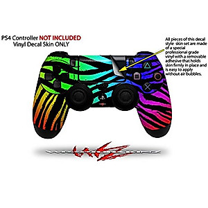 WraptorSkinz Vinyl Decal Skin Compatible with Sony PS4 Controller PlayStation 4 Original Slim and Pro Rainbow Zebra (Controller NOT Included)