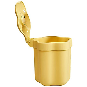 STOBOK Desktop Trash Can Mini Cute Waste Paper Basket with Lid Cartoon Flower Design Garbage Container Bin for Home Office Bedroom Nursery Room Yellow