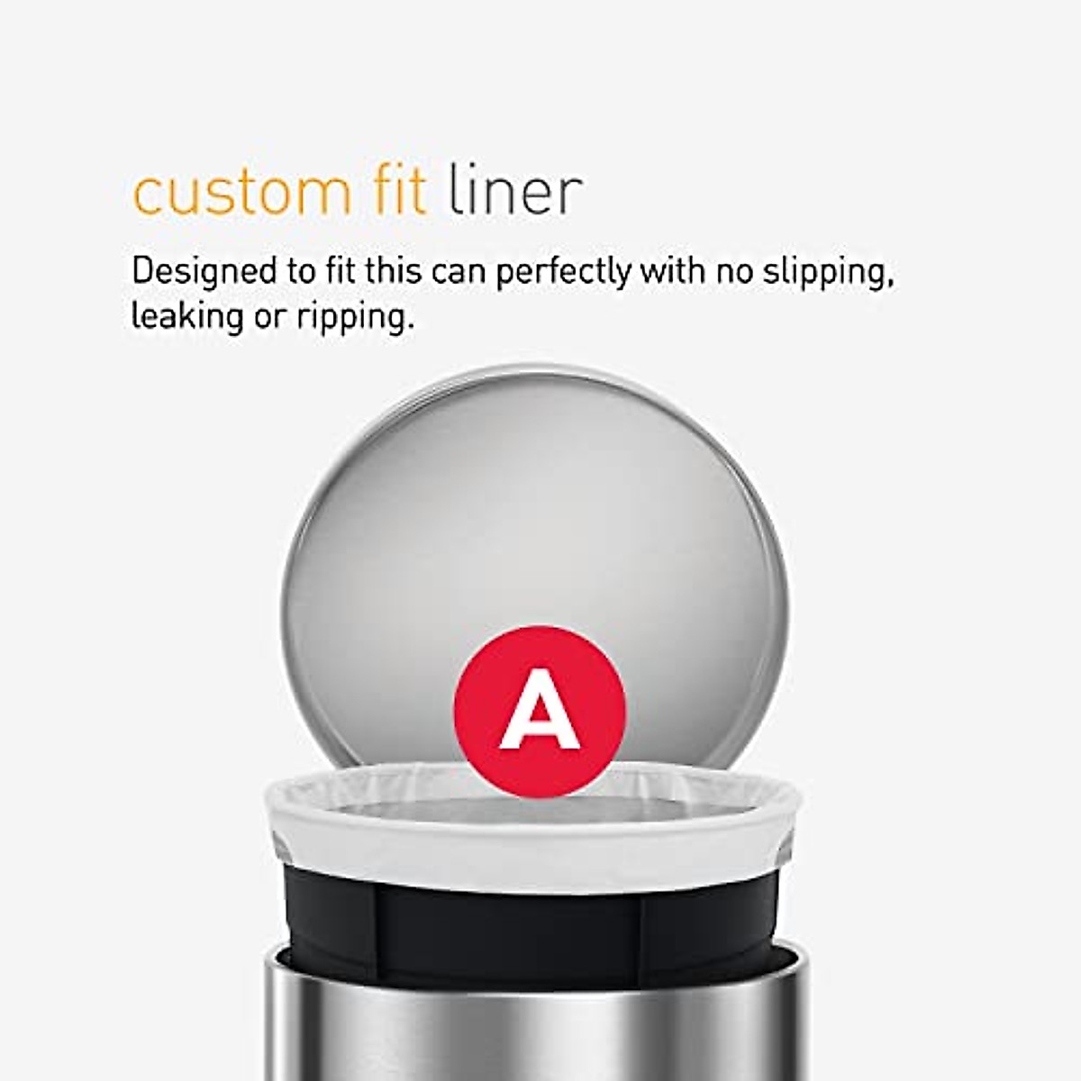 simplehuman Code A Custom Fit Drawstring Trash Bags in Dispenser Packs, 150 Count, 4.5 Liter / 1.2 Gallon, White