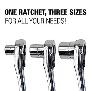 EZRED 3-in-1 Ratchet Set with 1/4, 3/8, 1/2-Inch Drive Heads with quick release and 72 teeth great for home DIYâ€™ers and professionals