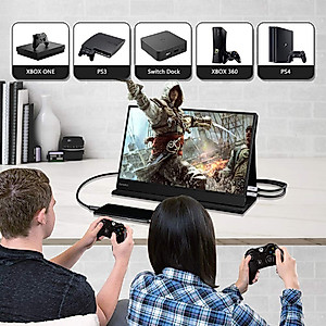 PEPPER JOBS Portable Monitor XtendViz 15.6" FHD 1080P IPS USB-C Extender with Dual Speakers,Smart Cover,178° Full Viewing Angle,Compatible with Laptop,Switch,PS4,PS5