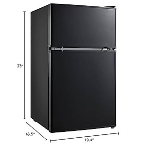 3.2 Cu Feet Two Door Compact Refrigerator with Freezer, Black