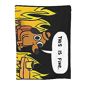 Wuozoi Funny This is fine Dog Flannel Blanket 50''x40'' Ultra-Soft Comfortable Throw Blanket for Bed Sofa Dorm Decor, Gifts