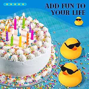 60 Pcs Rubber Duck in Bulk with 60 Sunglasses, Mini Yellow Rubber Duck Gifts Bath Float Bathtub Toys Tiny Ducks for Cruise Holiday Baby Shower Decoration Birthday Party Favors Supplies