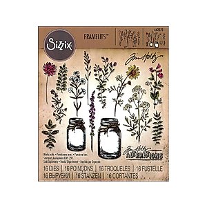 Sizzix Die Set , Flower Jar by Tim Holtz, 16 Pack, Multi Color, One Size Framelits, Multicolor
