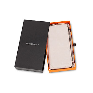 DORIS&JACKY Women Leather Wallet Rfid Blocking Large Capacity Zipper Around Travel Wristlet Bags