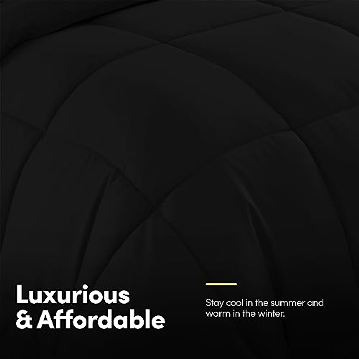 Sweet Home Collection 7 Piece Comforter Set Bag Solid Color All Season Soft Down Alternative Blanket & Luxurious Microfiber Bed Sheets, Black, Full