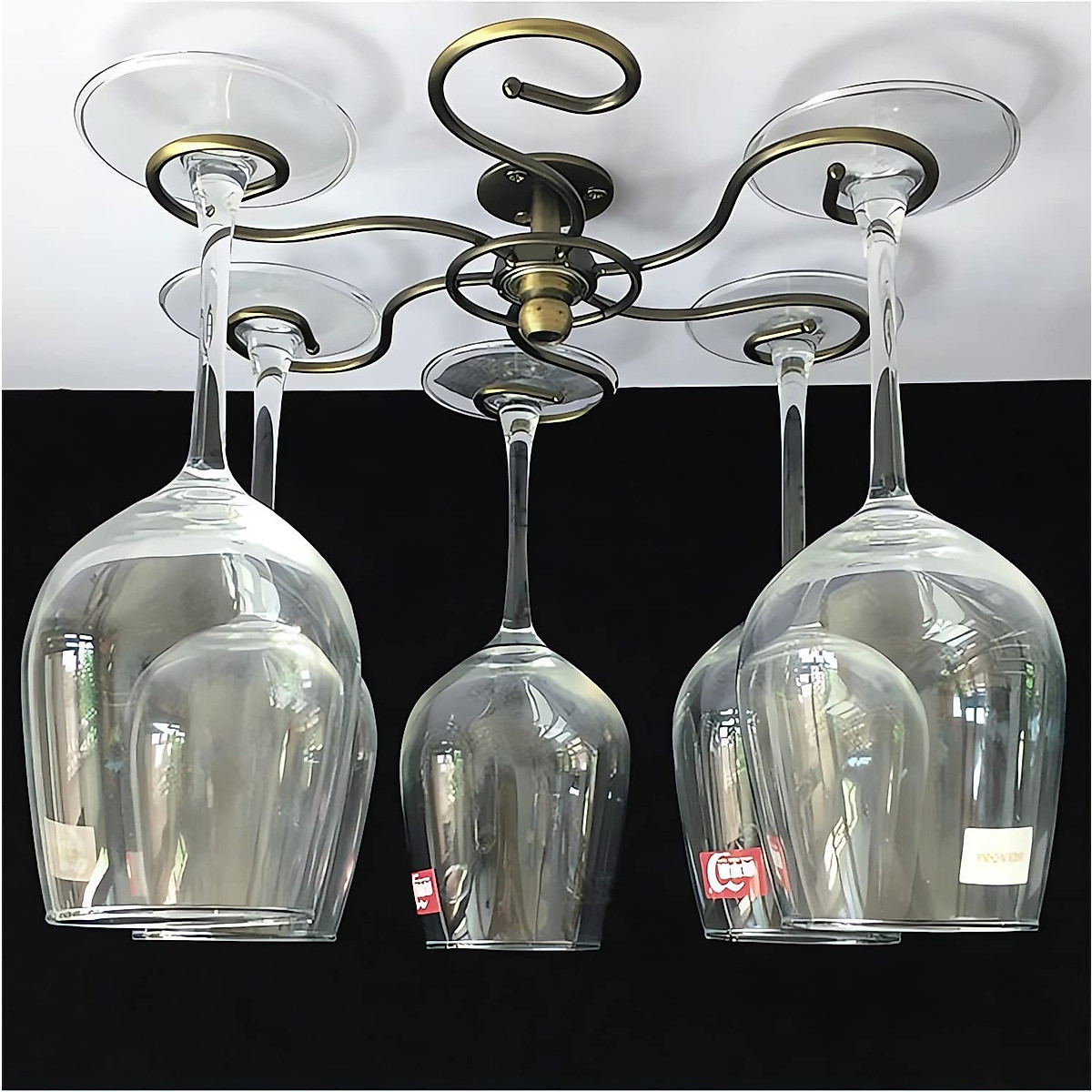 NAGATA Wine Glass Rack Under Cabinet, 360° Rotating Wine Glass Holder, Wine Glass Drying Rack Kitchen Cabinet Storage and Wine Cabinet Decoration.