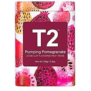 T2 Tea Pumping Pomegranate 3.5 Oz Loose Leaf Fruit Tea In Limited Edition Tin, 3.5 Oz (T130AI082)