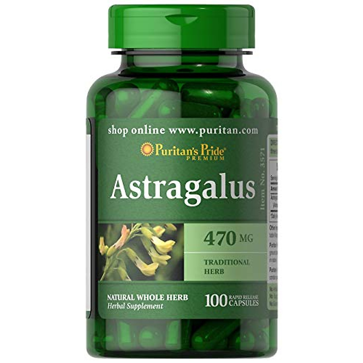 Puritan's Pride Astragalus 470 mg-100 Capsules