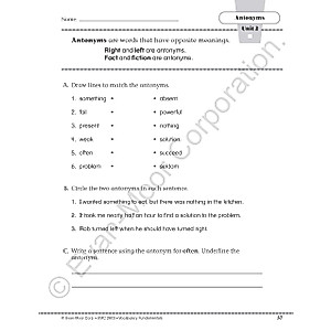 Vocabulary Fundamentals, Grade 3