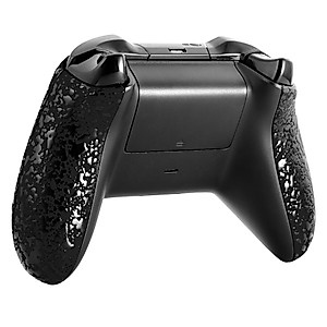 eXtremeRate Textured Blue Back Panels, Comfortable Non-Slip Side Rails, 3D Splashing Handles, Game Improvement Replacement Parts for Xbox One Standard Controller Model 1537/1697
