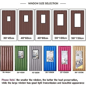 Kszoxdi Heavy Duty Thermal Insulation PU Doorway Curtain Screen Door Curtains Panel Soundproof Blanket Extra Wide with Window 30cm W x 45cm L for Garage Front Door Patio Kitchen Pink (Size : W130cm*H