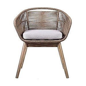 ARMEN LIVING LCTFSITRU Fruitti Tutti Frutti Indoor Outdoor Dining Chair in Light Eucalyptus Wood with Latte Rope and Grey Cushion, Truffle