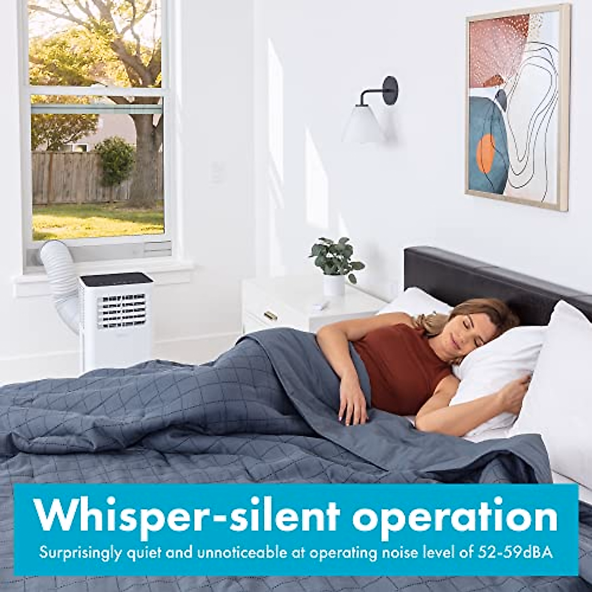 SereneLife SLPAC805W.5 Portable Air Conditioner, 8,000 BTU with WiFi + Drain Hose, White-Black