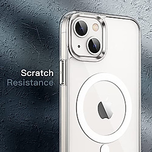 JETech Magnetic Case for iPhone 13 Mini 5.4-Inch Compatible with MagSafe Wireless Charging, Shockproof Phone Bumper Cover, Anti-Scratch Clear Back (Clear)