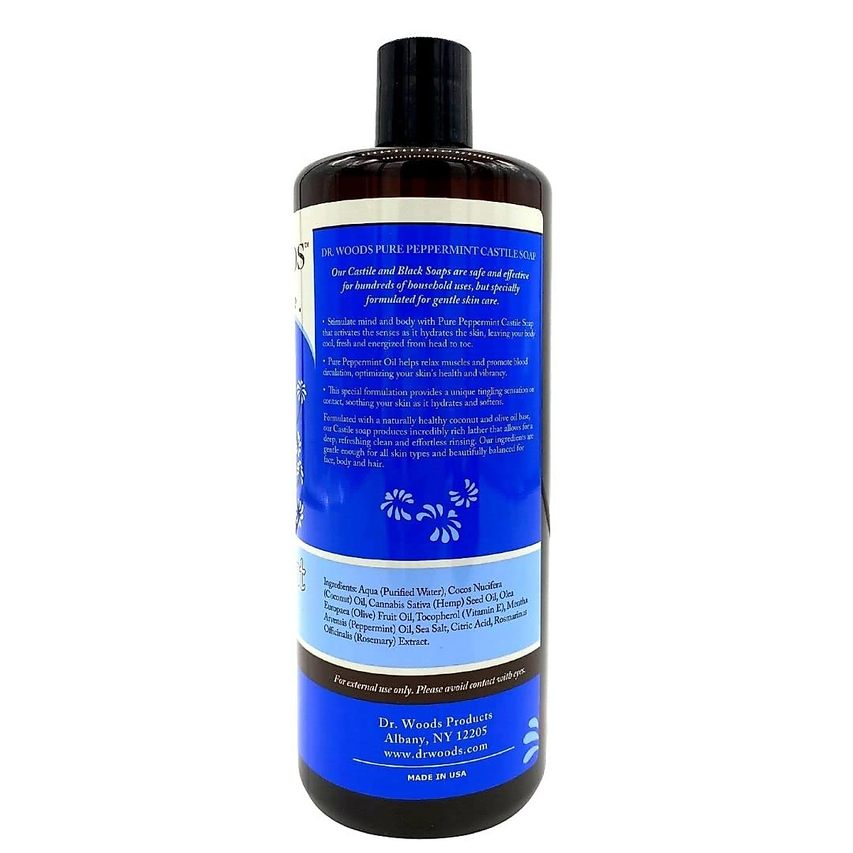 Dr. Woods Pure Peppermint Liquid Castile Soap, 32 Ounce (Pack of 3)