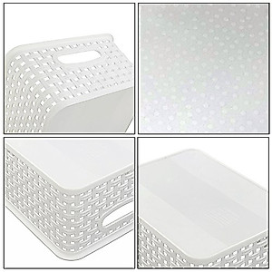 Lesbin White Plastic Weave Baskets, 4-Pack