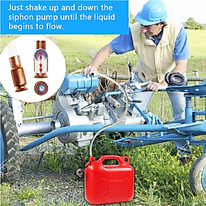 Tezam Gas Siphon Hose Pump Shaker Siphon for Gasoline Fuel Water Transfer Safe Multi-Purpose Self Priming Pump 6 Foot High Grade Hose 1/2" Valve