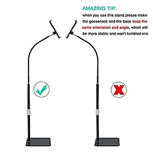 iHOMX Gooseneck Tablet Floor Stand, 360 Degree Rotating Long Arm & Vertical Adjustable Tablet Stand Holder for 4"-12.9" Device, Cell Phone,iPad,Nintendo,eBook Reader (Vertical-Black)