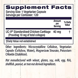 Healthy Origins UC-II, 40 mg - Premium Collagen Supplement for Joint Health, Mobility & Flexibility - Undenatured Type II Collagen - Gluten-Free & Non-GMO Supplement - 120 Veggie Caps