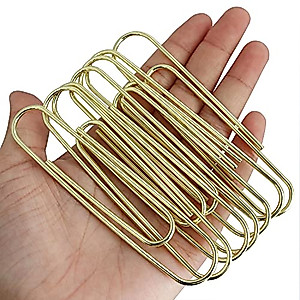 Paper Clip YYANGZ 15PCS 100mm / 4inch Heavy Duty Tight Grip Reusable Metal Gold Paperclips for Home Office School, Heavy Duty Bookmark