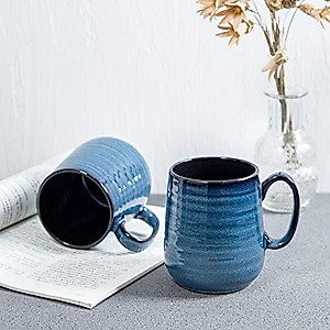 Hasense Ceramic Coffee Mug Set of 4,12oz Coffee Cups Ceramic, Blue Mugs with Large Handle for Coffee, Tea, Milk and Chocolate,Dishwasher & Microwave Safe