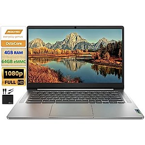 2021 Flagship Lenovo Chromebook 14" FHD Laptop Computer for Business Student, Octa-Core MediaTek MT8183 Upto 2GHz, 4GB RAM, 64GB eMMC,802.11ac WiFi,Webcam, 10 Hours Battery, Chrome OS(Renewed)