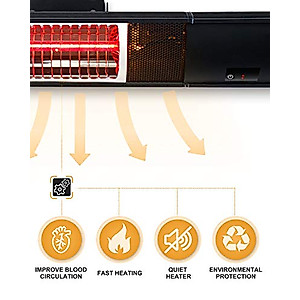 Star Patio Electric Patio Heater, Outdoor Heater, Infrared Heater with Remote Control, Outdoor Heaters for Patio, Classic Black, STP1580-WM-RM