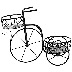 Pure Garden HW1500188 Tricycle Plant Stand Â– 2-Tiered Indoor or Outdoor Decorative Vintage-Look Metal Display for Patio, Deck, Home or Lawn, Matte Black