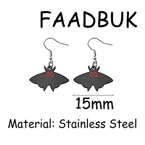 FAADBUK Mothman Lover Gift Mothman Earrings Moth Insect Witch Spooky Monster Creepy Weird Funky Halloween Jewelry (Mothman Earrings)