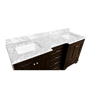 Kitchen Bath Collection Nantucket 72-inch Double Bathroom Vanity (Chocolate/Carrara): Includes Chocolate Cabinet with Authentic Italian Carrara Marble Countertop and White Ceramic Sinks