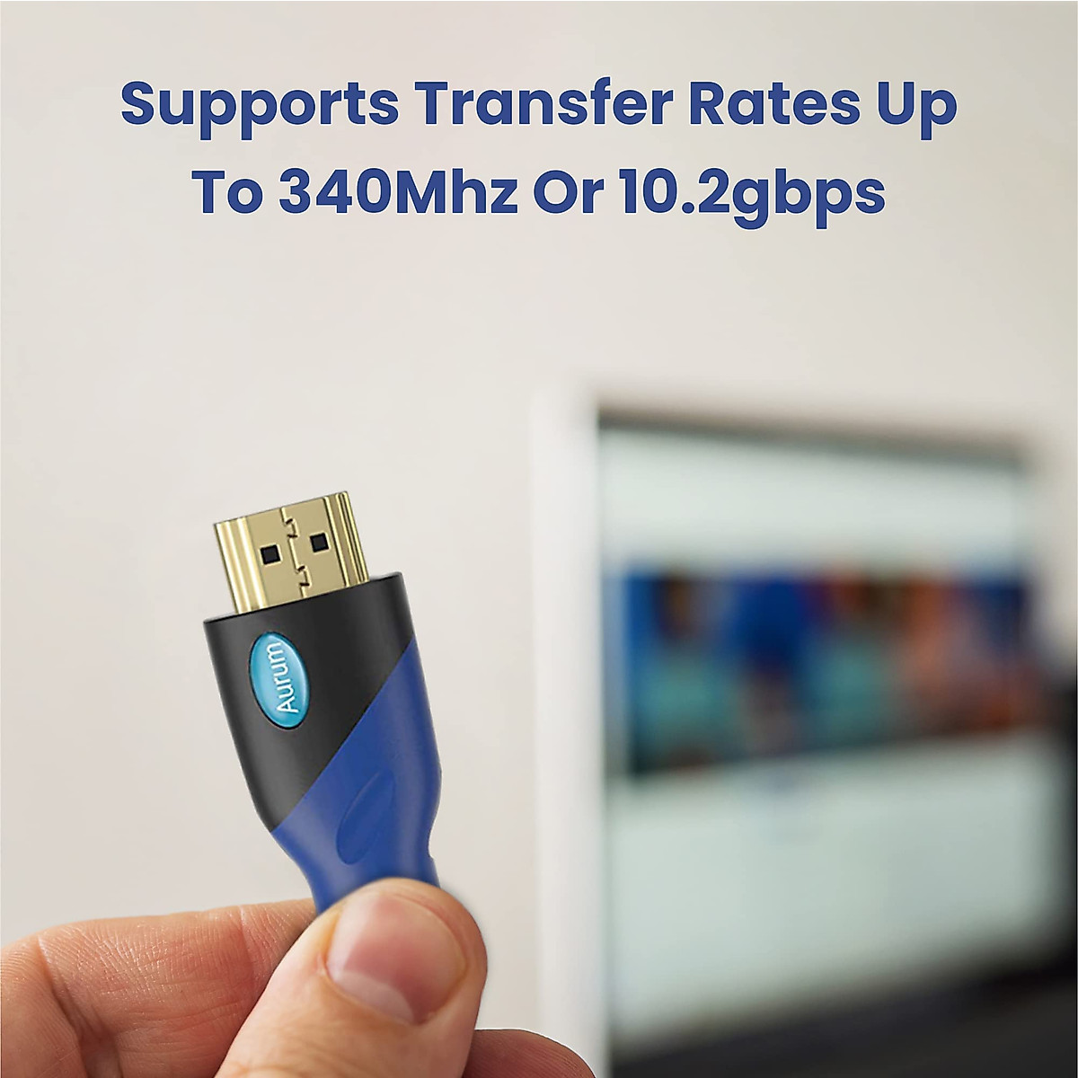 AURUM CABLES 20ft HDMI Cable 4K@60Hz Ultra HD, High Speed with Ethernet HDMI Cable Braided Nylon & Gold Connectors, ARC, CL3 Rated - Compatible with TV, PC, Monitor, Laptops, PS3, PS5, PS4