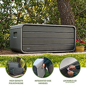 Lifetime 60367 Modern Deck Box, 136 Gallon Outdoor Storage Container, Gray