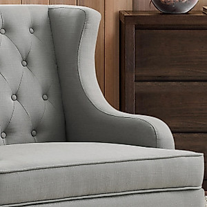 Rosevera Nadia 30” Accent Fabric Upholstered Arm Tufted Comfy for Reading in Bedroom, Living Room, Sofa Chair,Armchair for Small Space,Wood Legs, Standard, Natural Beige