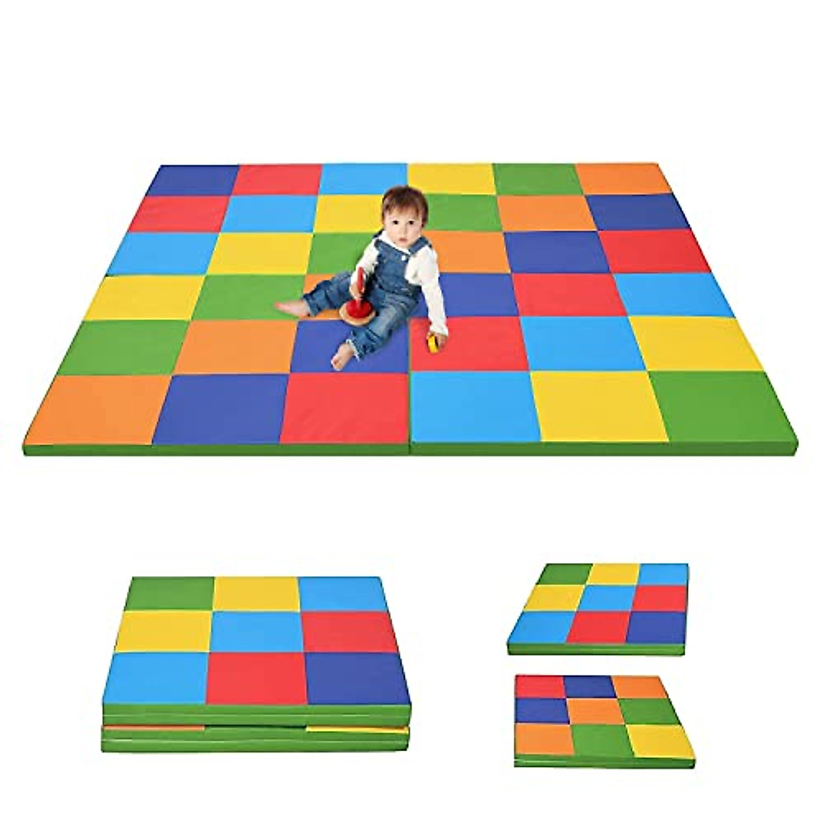 Kids Play Mat Foam Play Mat for Baby, Foldable Baby Foam Play Mat, Waterproof Non-Slip PVC Crawling Mat Suitable for Children's Room, Living Room, Kindergarten Or Nursery (Assorted)