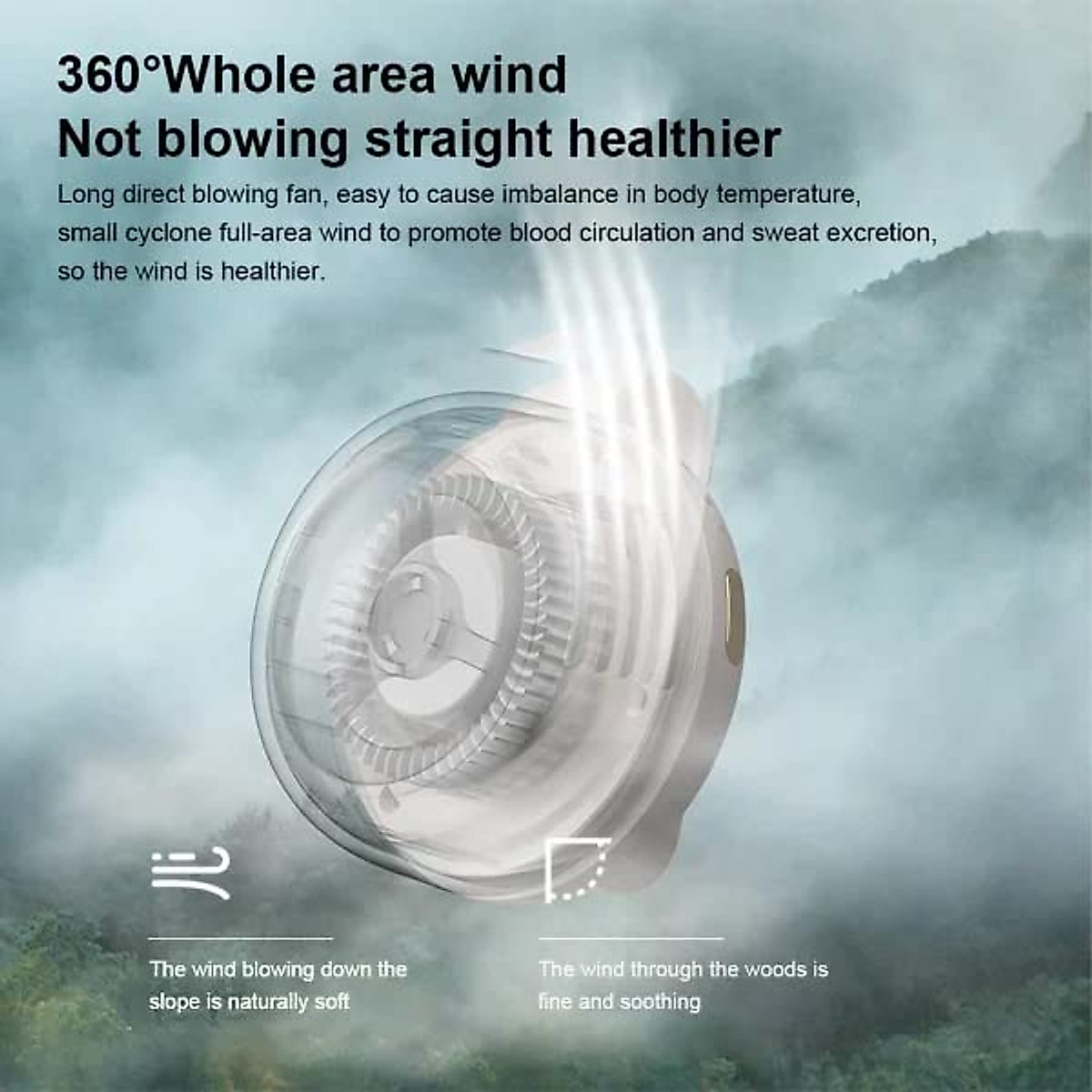 2023 New Small Whirlwind Clip Waist Neck Fan - Portable Rechargeable Fan, Small but Powerful, Quiet 3 Speeds Hands-Free Waist Clip Fan, 2 in 1 Waist Clip Bladeless Fan for Better Cooling (White)