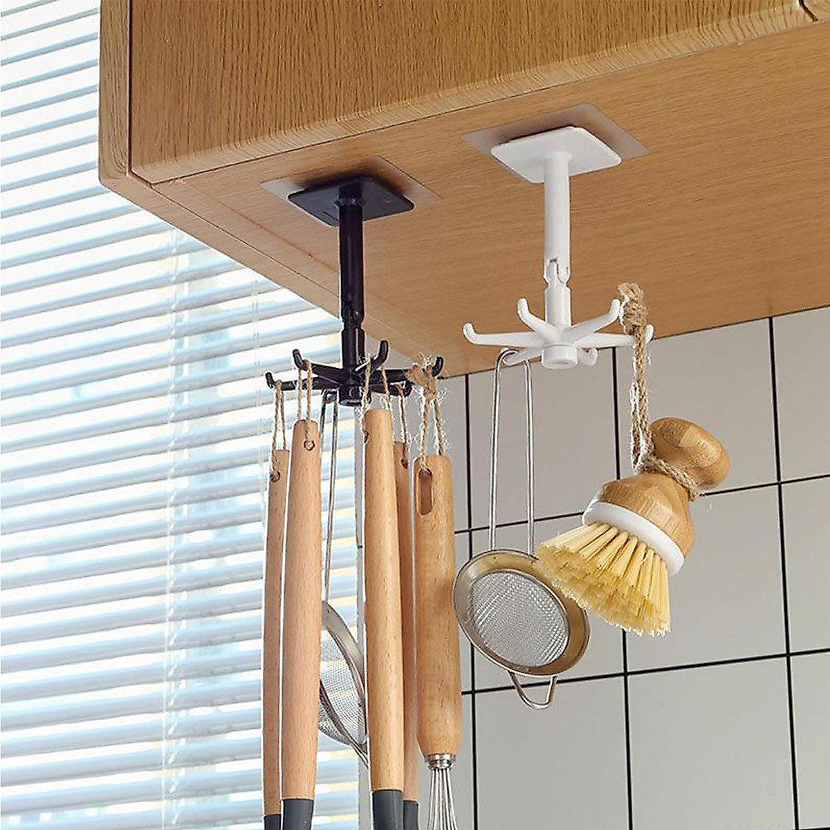 Lakemesure Rotating Folding Hook for Kitchen Utensils, Rotating Folding Hook, Probablei 360° Rotating Folding Hook, Kitchen Utensil Holder 360 Degrees Rotating Folding Hook (White,2pcs)