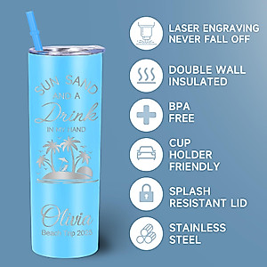 Personalized Girls Trip Tumblers Custom Cruise Cup Tumbler with Names for Best Friends Cute Travel Beach Tumbler Girl Trip Gifts Favors 2025 Bachelorette Trip Gifts Insulated Cups with Lids and Straws